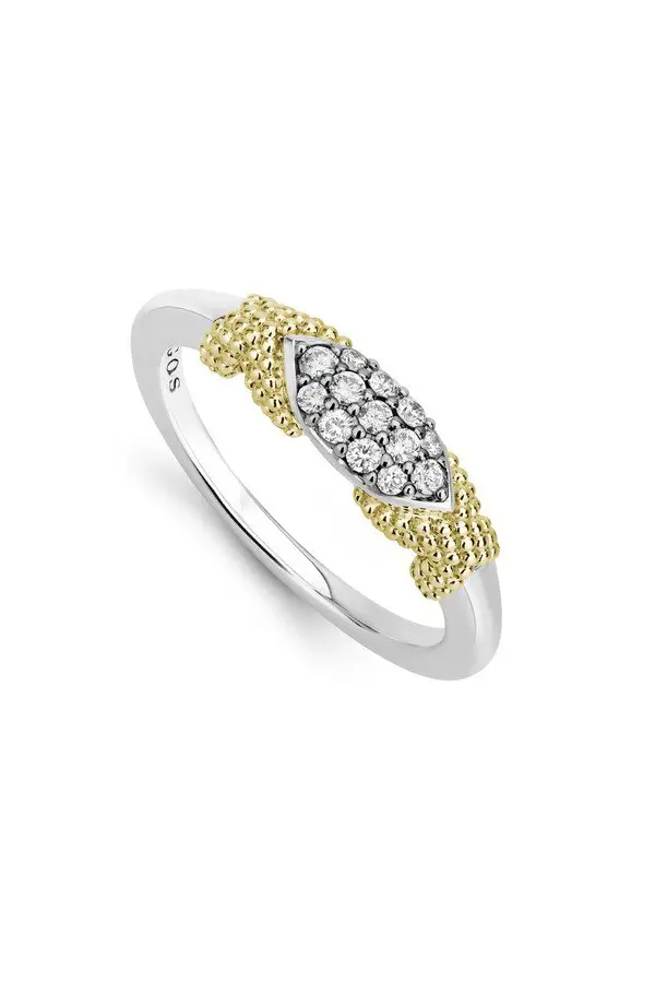 Lagos Caviar Lux Diamond Stacked Ring - Gold