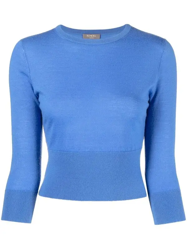 N.peal Fine-knit Cropped Jumper - Blue