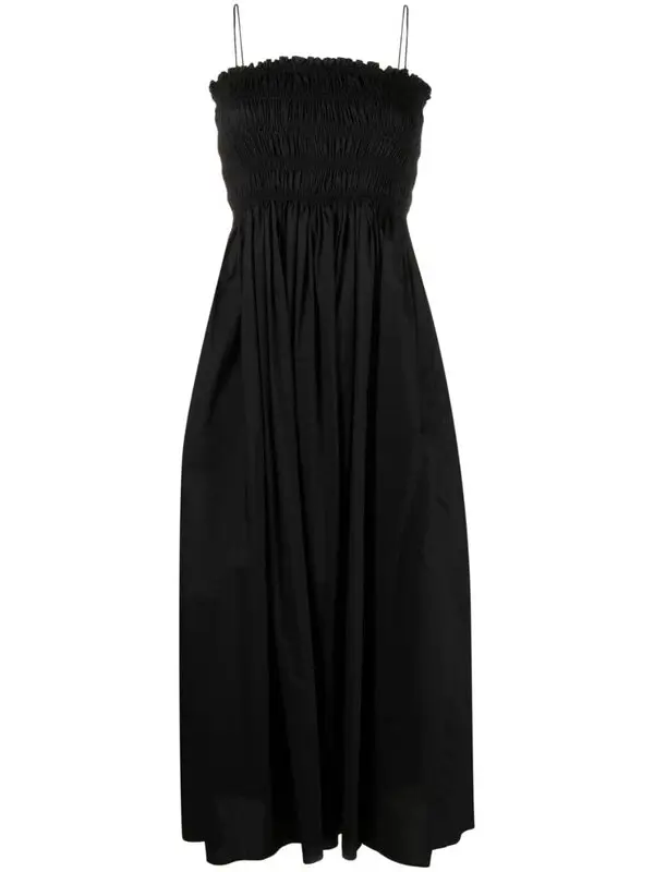 Matteau Shirred-panel Poplin Midi Dress - Black