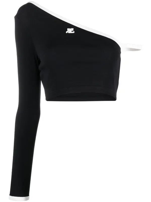 COURREGES One-shoulder Knit Crop Top