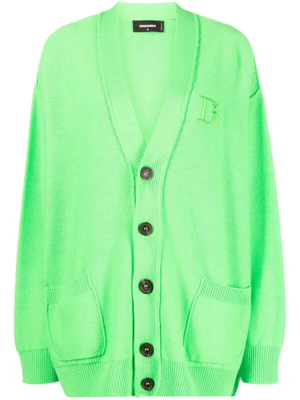 Dsquared2 Embroidered Virgin Wool Cardigan - Green