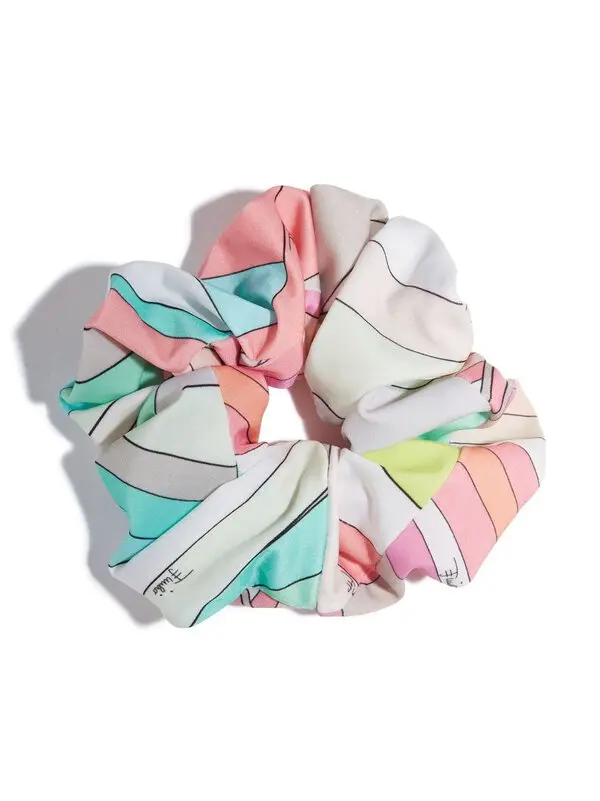 Emilio Pucci Pink, Black & White Patterned Silk Scrunchie Emilio Pucci Patterned Scrunchie In Pink - 20% Off  main image 2