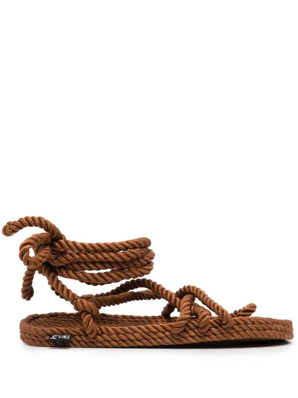 NOMADIC STATE OF MIND Strappy Rope Flat Sandals - Brown