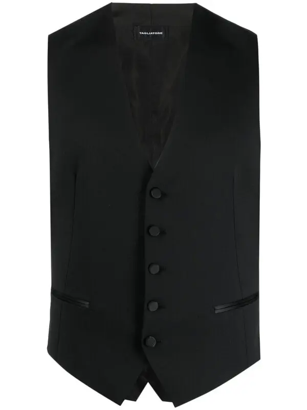 Tagliatore Button-down Cotton Waistcoat - Black