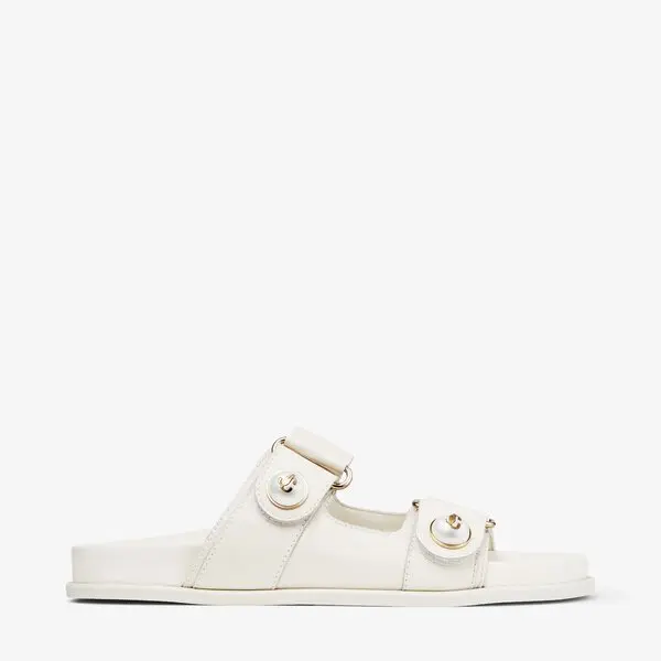JIMMY CHOO Fayence Leather Flat Sandals - Neutral