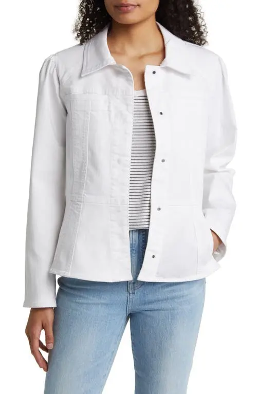 Wit & Wisdom Peplum Denim Jacket - Optic White