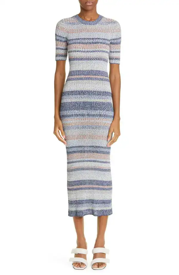 Zimmermann Wonderland Stripe Rib Sweater Dress In Denim Melange - 48% Off |  Editorialist