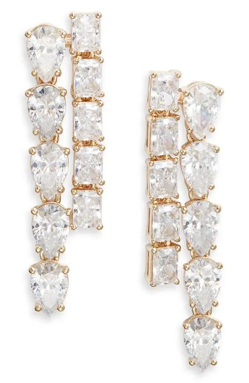 Nadri Emerald Isle Cubic Zirconia Drop Earrings - Gold With Clear