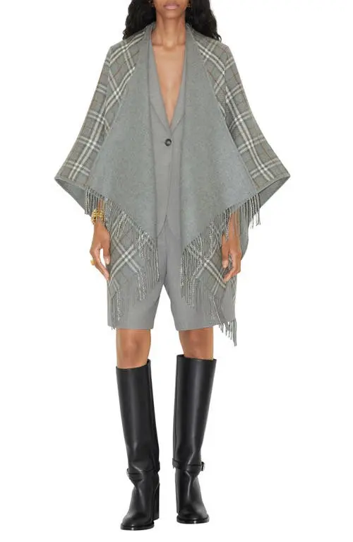 Burberry Vintage Check Wool Cape - Grey