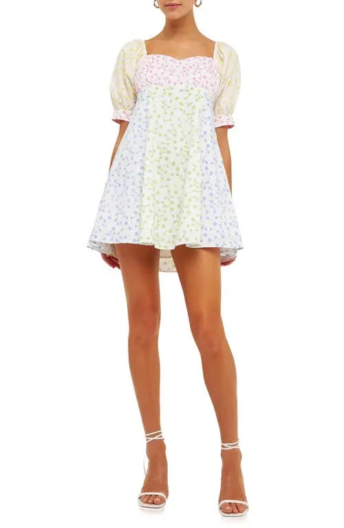 English Factory Floral Puff Sleeve Mini Dress