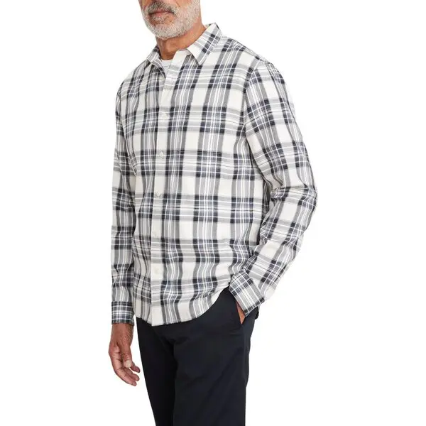 Vince Ocean Plaid Button-up Shirt - Coastal/heather Dove