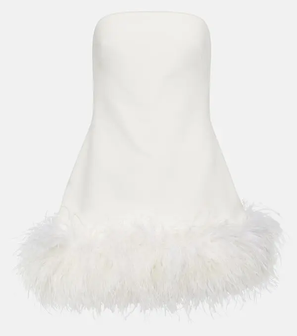 Safiyaa Feather-trimmed Mini Dress - White