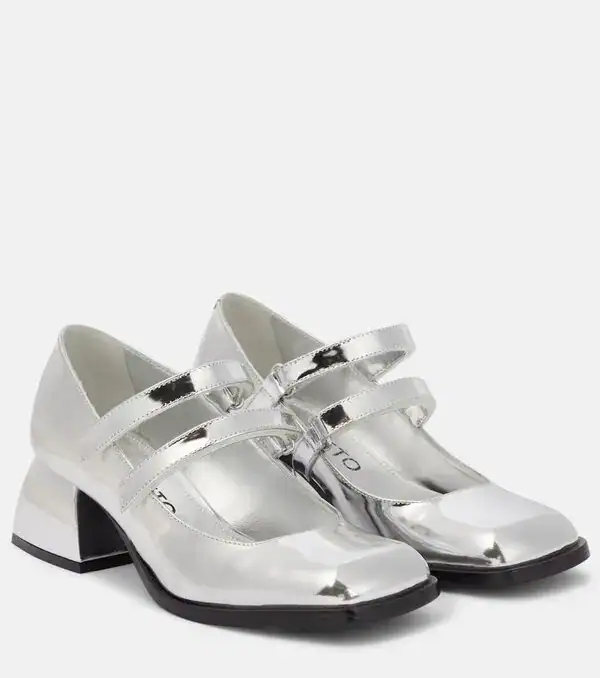 Nodaleto Bulla Bacara Patent Leather Mary Jane Pumps In Silver