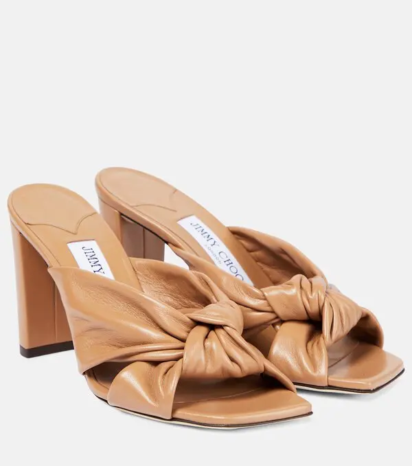 JIMMY CHOO Avenue 85 Leather Mules - White