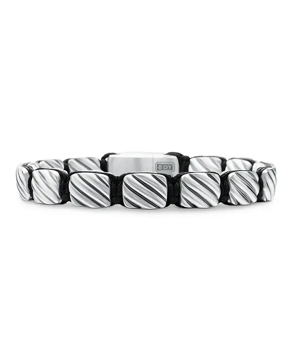 David Yurman Sculpted Cable Woven Tile Bracelet - Silver/black