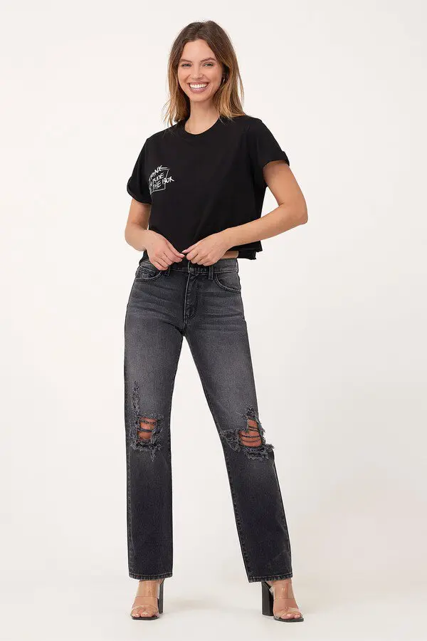 SIWY Lennon Mid Rise Straight Leg Jeans