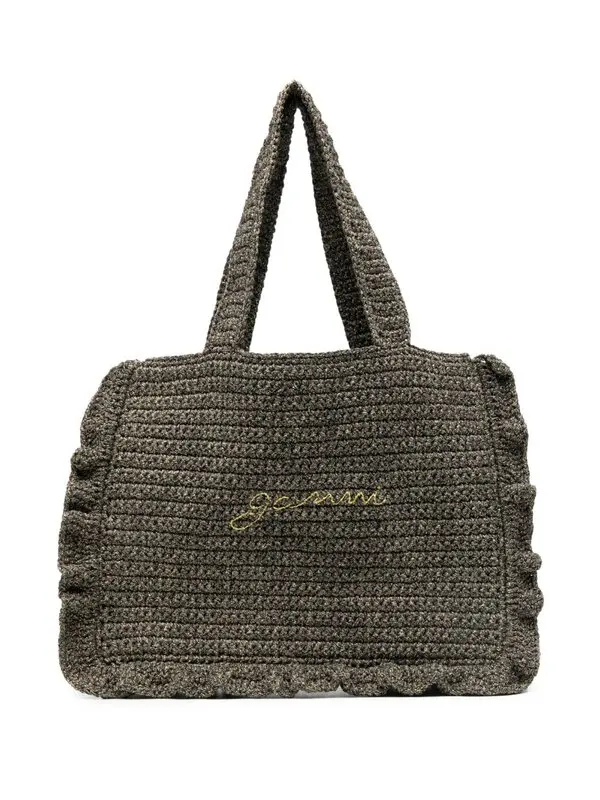 GANNI Ruffled Crochet Tote Bag