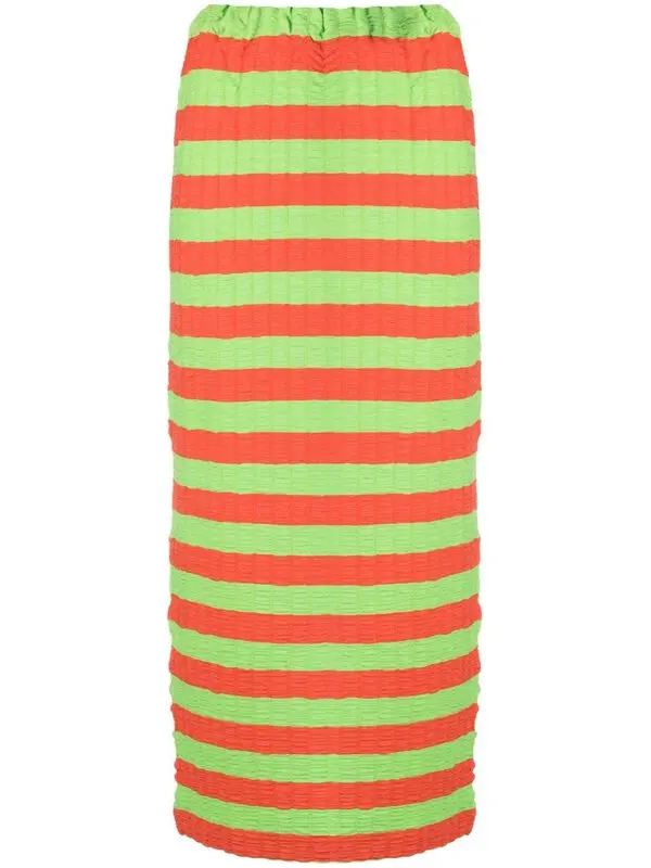 Sunnei Curled Striped Midi Skirt - Orange