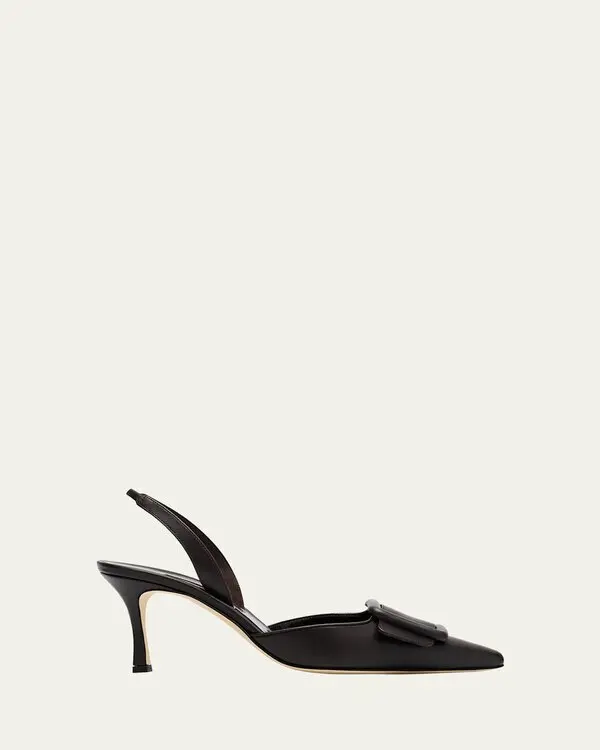 Manolo Blahnik Maysli Leather Pumps - Dark Brown