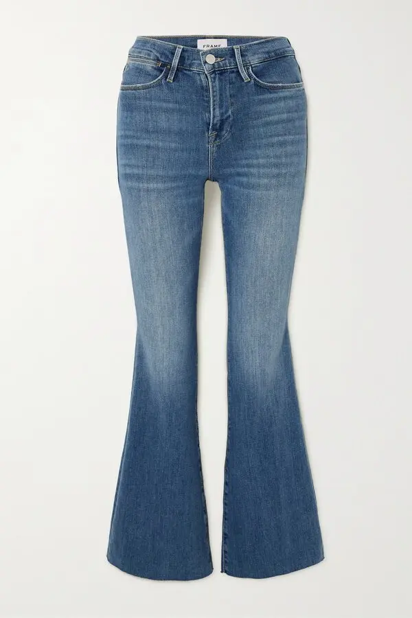 FRAME Le Easy Flare Frayed Jeans - Blue