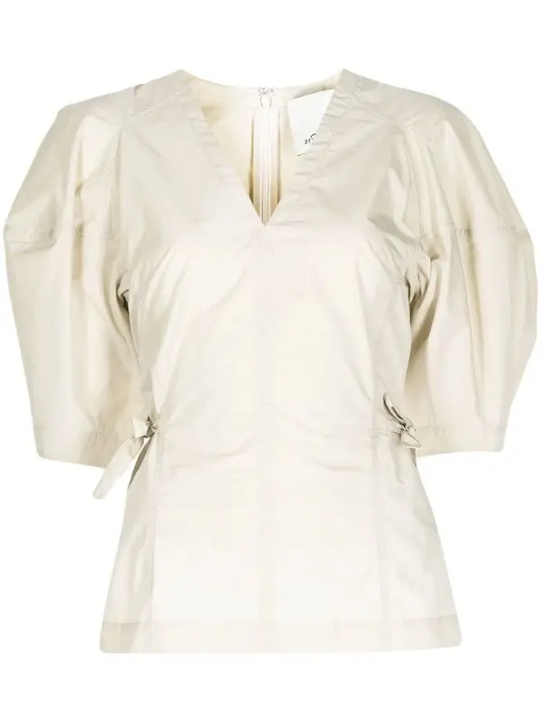 3.1 Phillip Lim V-neck Short-sleeve Top - Neutrals
