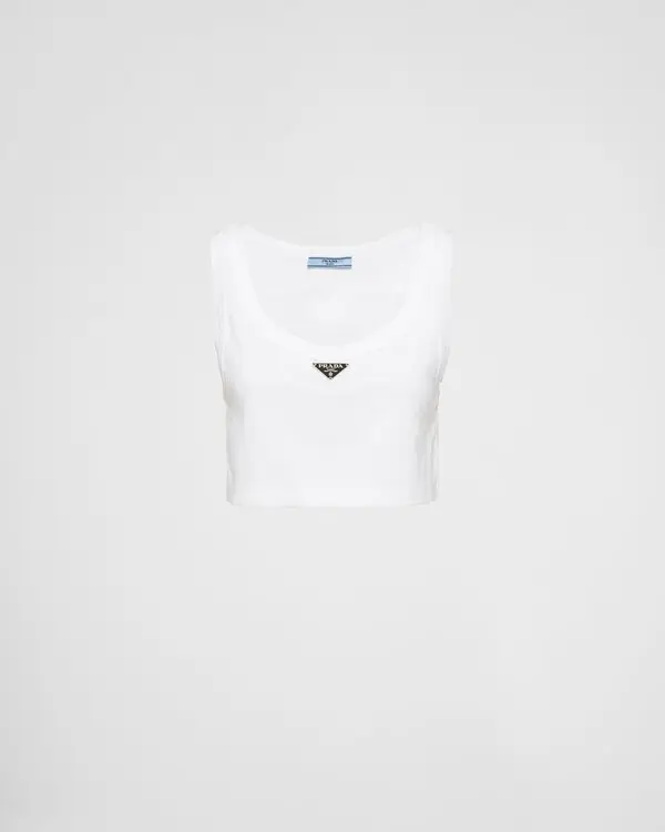 Prada Jersey Cropped Top - White