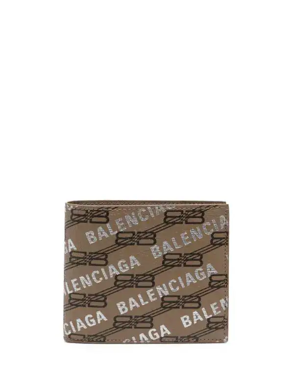 小物 BALENCIAGA BB Monogram logo long wallet Balenciaga Bb Monogram-Print Folded Wallet In Brown - 30% Off