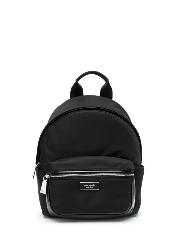 Kate Spade New York Logo-Patch Zipped Backpack In Black - 15 