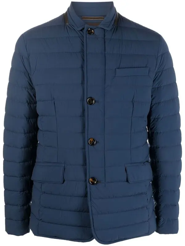 MOORER Quilted Buttoned-up Jacket - Blue