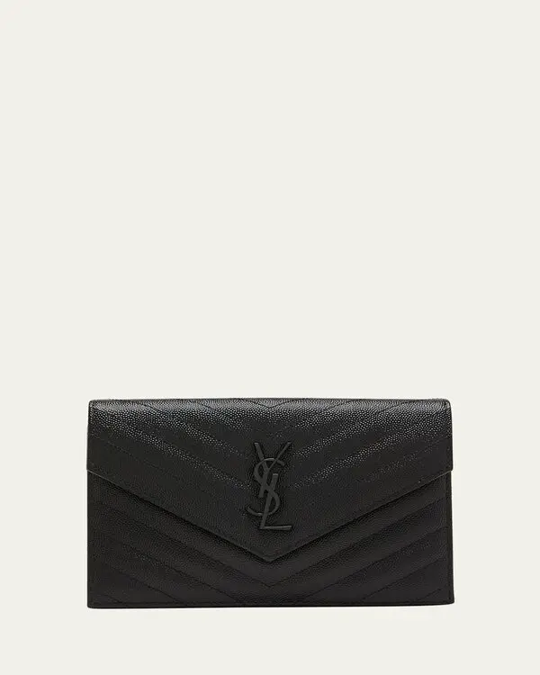 Saint Laurent Small Envelope Leather Wallet On Chain