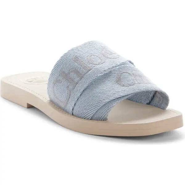 Chloé Woody Slide Sandal - Pearl Blue