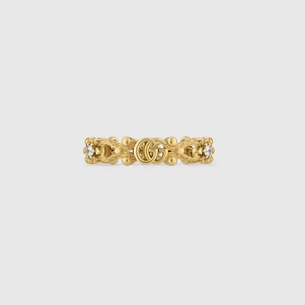 Gucci Flora 18k Ring With Diamonds - Yellow Gold