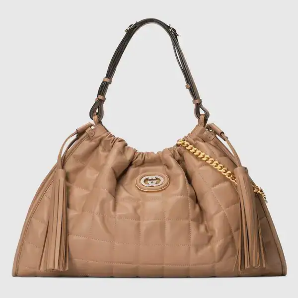 Gucci Deco Medium Tote Bag Leather Neutral Editorialist
