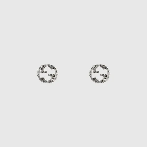 Gucci Interlocking G Stud Earrings - Sterling Silver