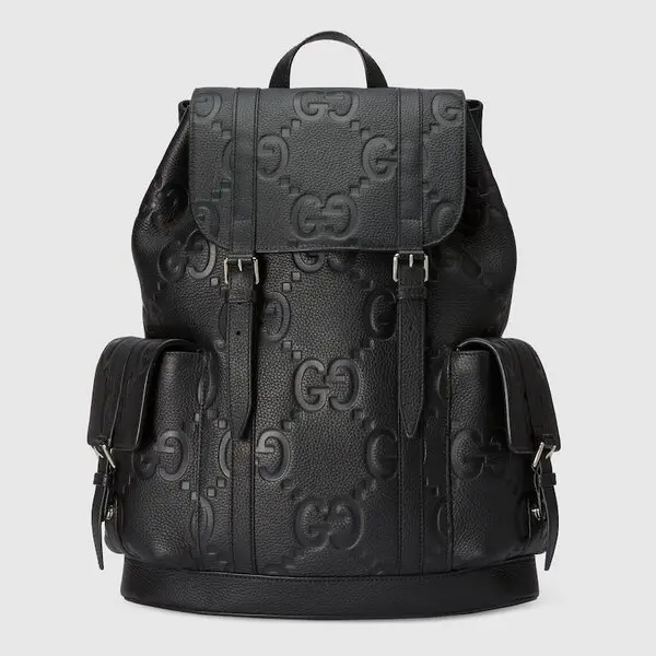 Gucci Gg Jumbo Leather Backpack - Black