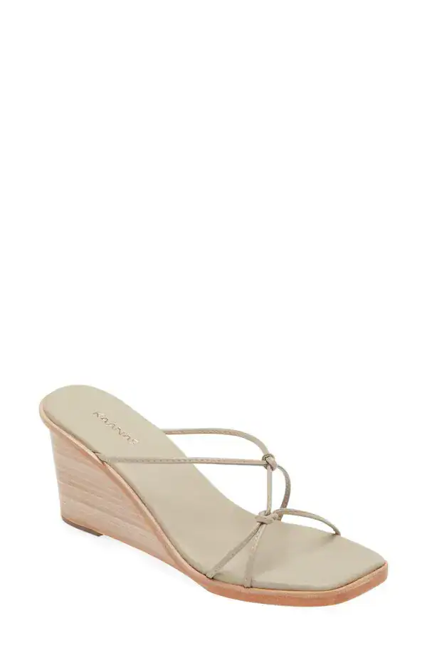 Kaanas Azuma Strappy Wedge Sandal Taupe Editorialist