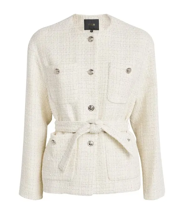 Maje Tweed Belted Jacket