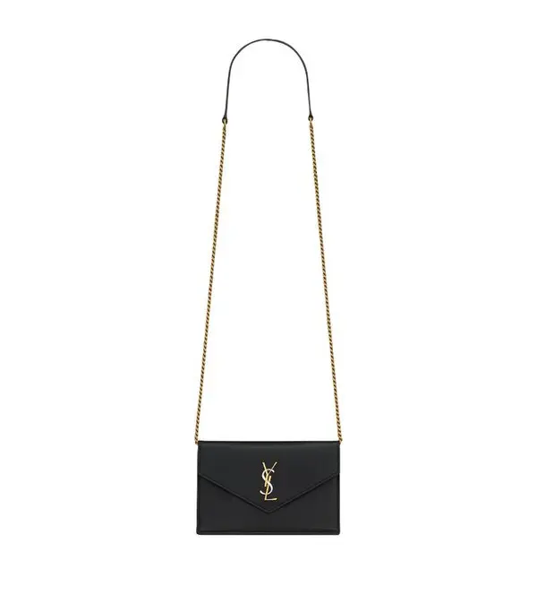 Saint Laurent Cassandre Envelope Chain Wallet - Black | Editorialist