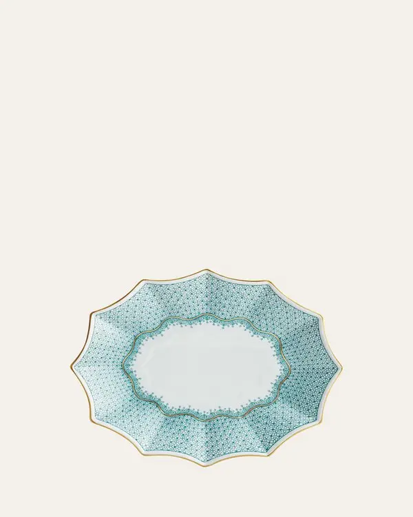 MOTTAHEDEH Lace 12-sided Lobed Large Tray - Green