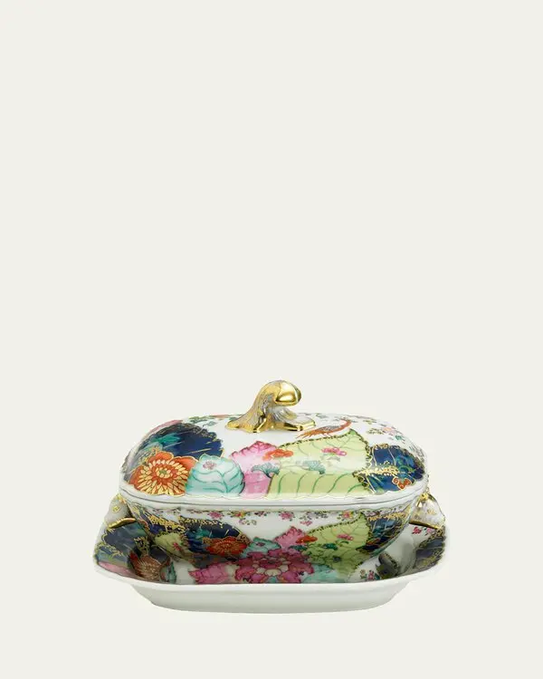 MOTTAHEDEH Tobacco Leaf Small Tureen & Stand - Multi