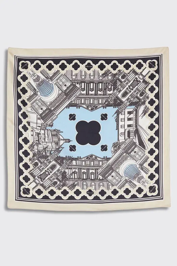 CALLAS MILANO Milano Print Silk Scarf /white Large