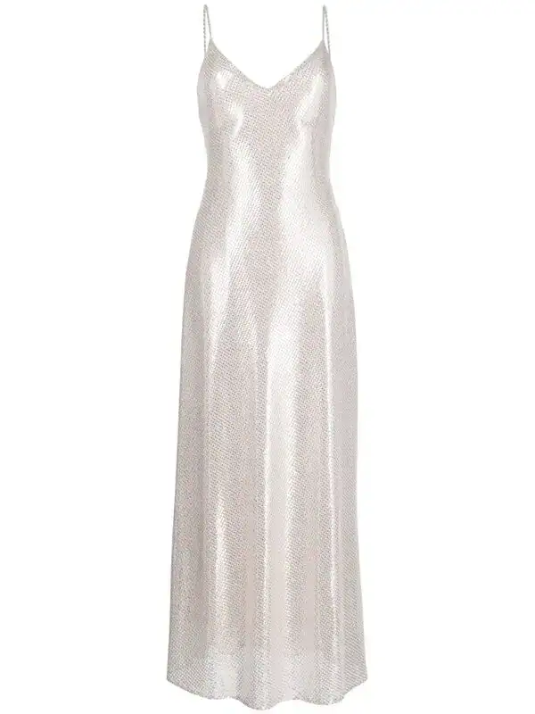 manning cartell dress sequin Manning Cartell High Voltage Slip Dress Silver Sequin Size 6 & 10