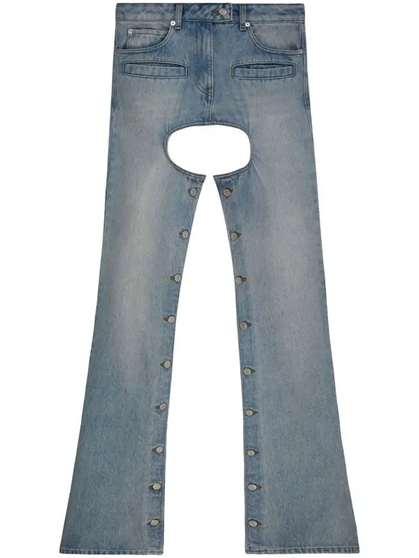 COURREGES Cut-out Flared Denim Trousers - Blue