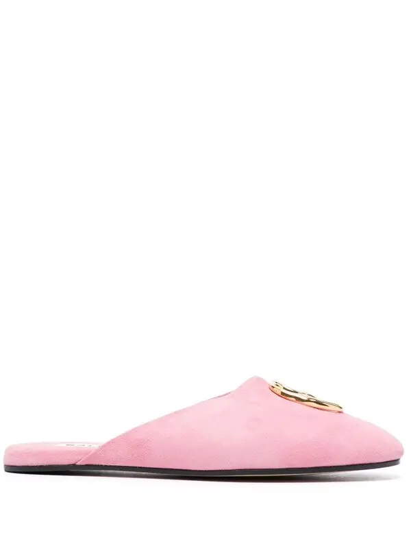 Bally Gylon Logo-plaque Suede Slippers - Pink