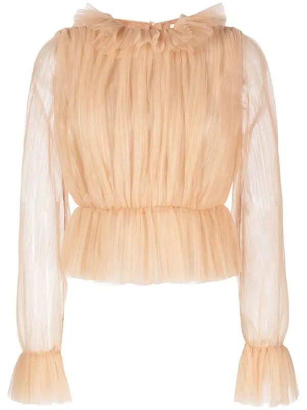 Khaite Long-sleeve Tulle Blouse