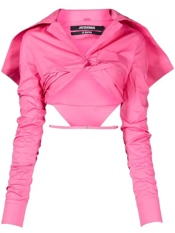 Jacquemus La Chemise Meio Cropped Shirt - Pink