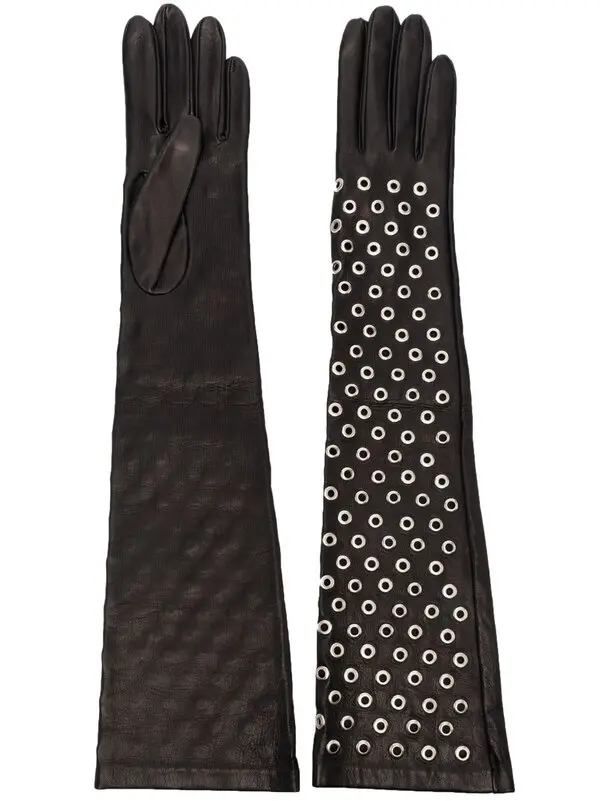 MANOKHI Eyelet-detail Leather Gloves