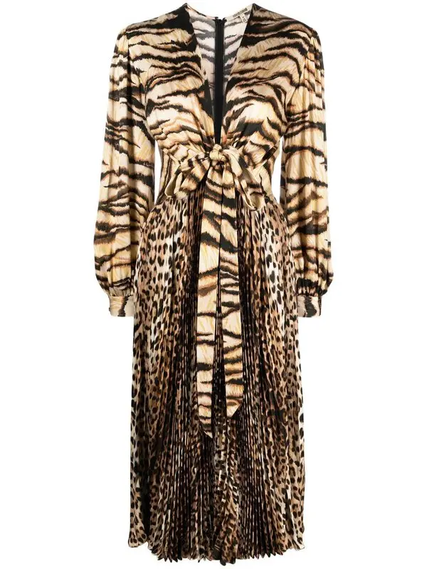 Roberto Cavalli Animal-print Knot-front Midi Dress