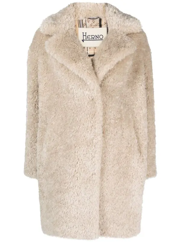 Herno Faux-fur Single-breasted Coat