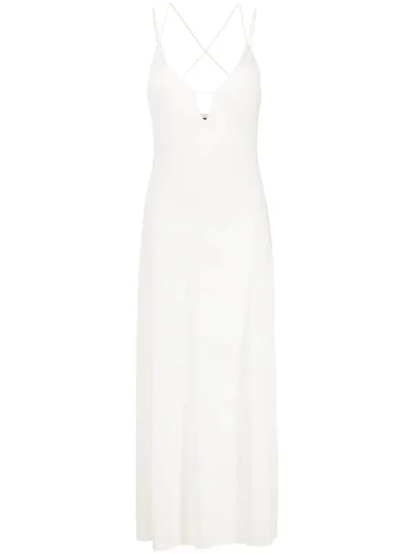 slim fit dress slacks Manhattan White Sequin Slip Maxi Formal Dress - US 14